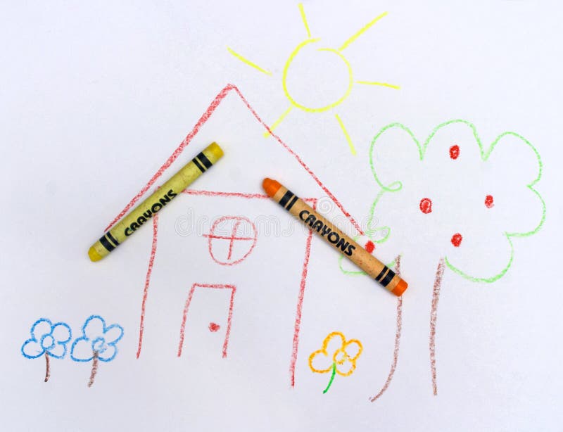 Crayon house stock photo. Image of drawing, drawings - 12746038