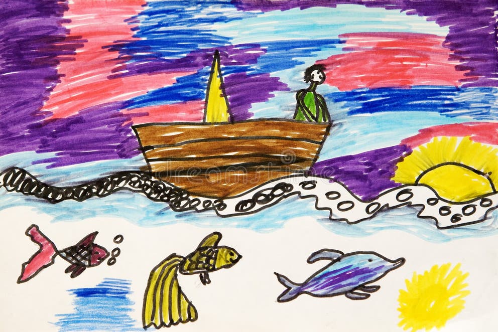 Child s bright drawing. stock photo. Image of bright - 12946738