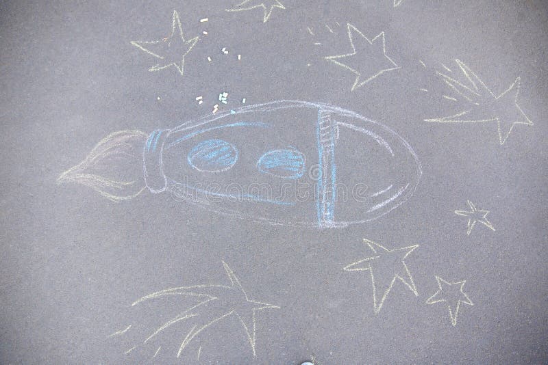 Chalk Drawing Rocket Stock Illustrations – 903 Chalk Drawing Rocket ...