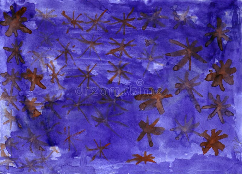 Child`s Drawing Blue Background with Stars Stock Illustration ...