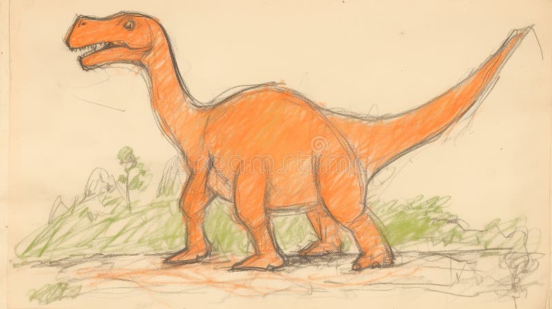 A Child S Drawing of a Dinosaur Stock Illustration - Illustration of ...