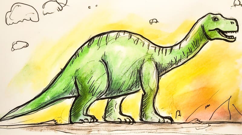 A Child S Drawing of a Dinosaur Stock Illustration - Illustration of ...