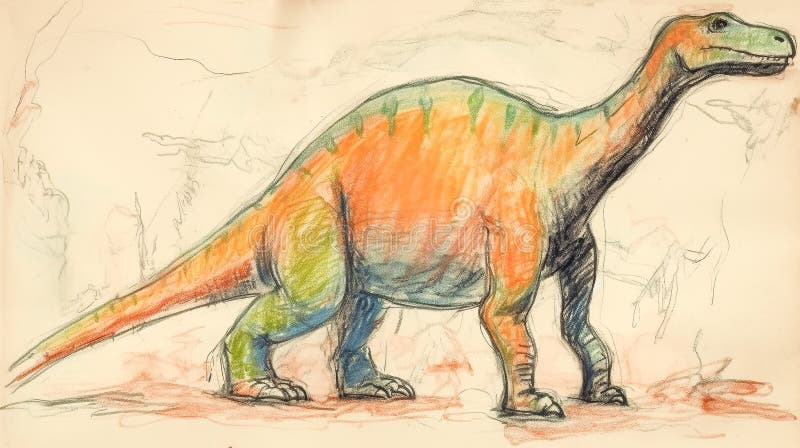 A Child S Drawing of a Dinosaur Stock Illustration - Illustration of ...