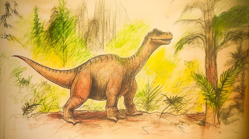 A Child S Drawing of a Dinosaur Stock Illustration - Illustration of ...