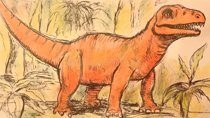 A Child S Drawing of a Dinosaur Stock Illustration - Illustration of ...
