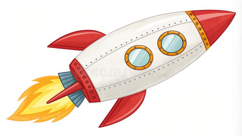 Child S Drawing Retro Rocket in Flight Stock Illustration ...