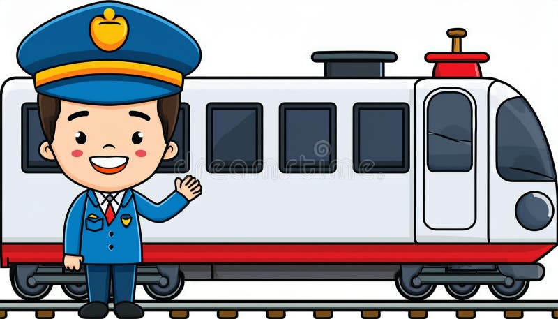Child S Drawing of a Train Driver Stock Illustration - Illustration of ...