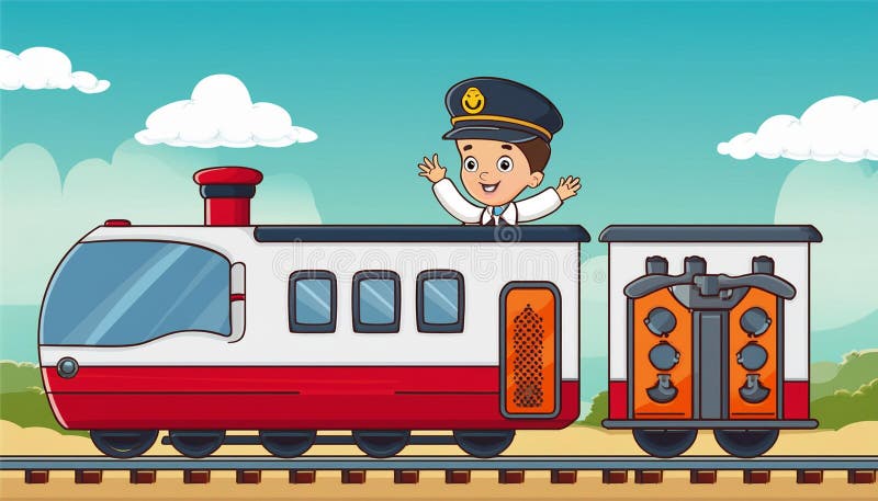 Child S Drawing of a Train Driver Stock Illustration - Illustration of ...