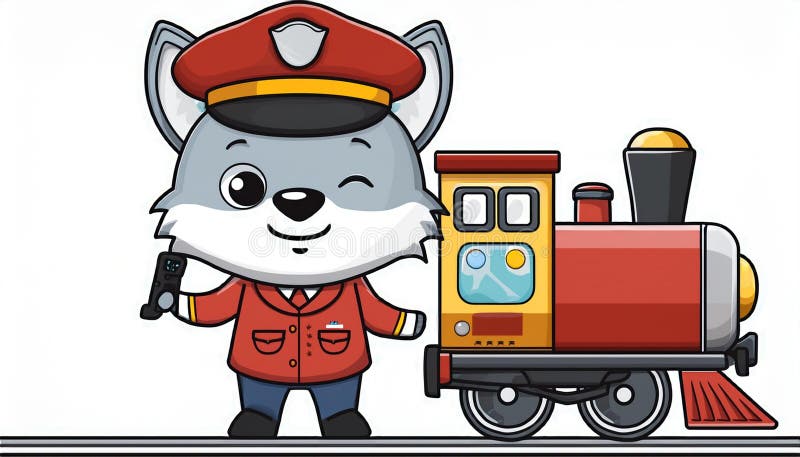 Child S Drawing of a Train Driver Stock Illustration - Illustration of ...