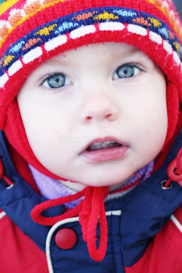 Child s face in a cap stock photo. Image of mouth, cute - 12223908