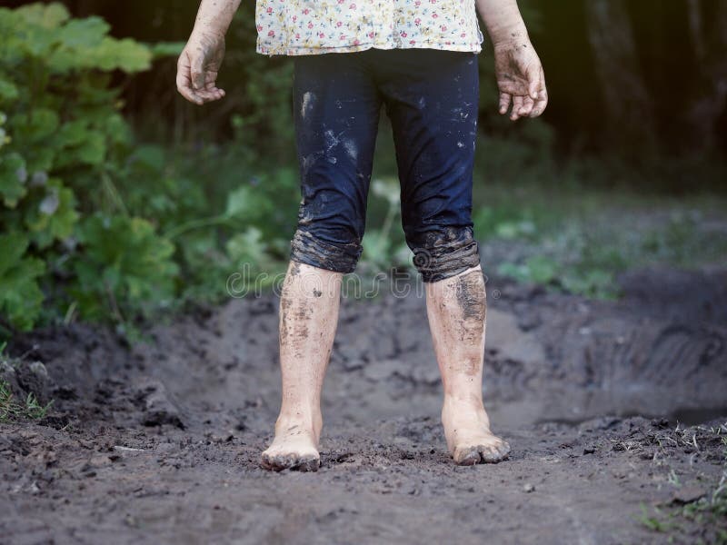 Child`s Feet Covered with Dirt. Stock Photo - Image of child, outdoors ...