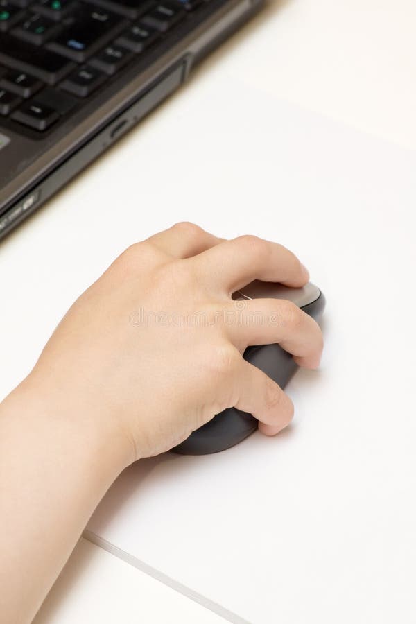 Child S Hand with Computer Mouse Stock Image - Image of human, little ...