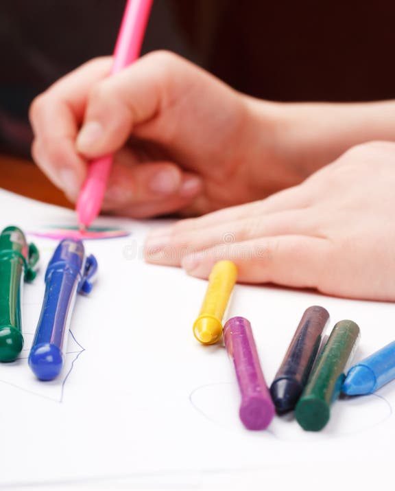 Child s hand drawing stock photo. Image of palette, green - 14349196