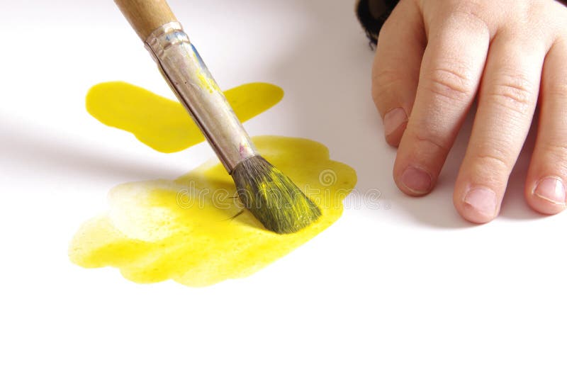 Childs hand painting stock image. Image of canvas, school - 11295057