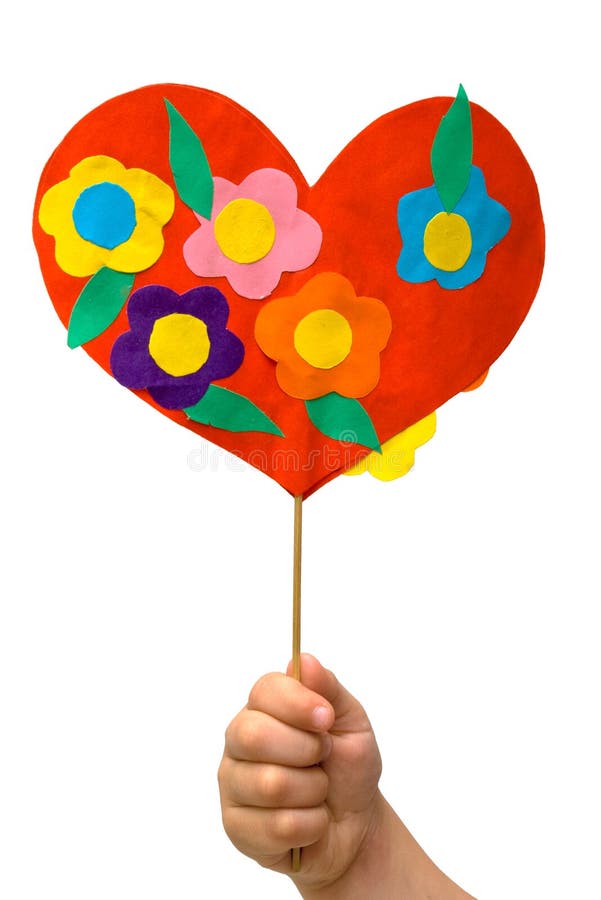 Red Paper Heart and Gift Box on Wood Table Stock Image - Image of ...