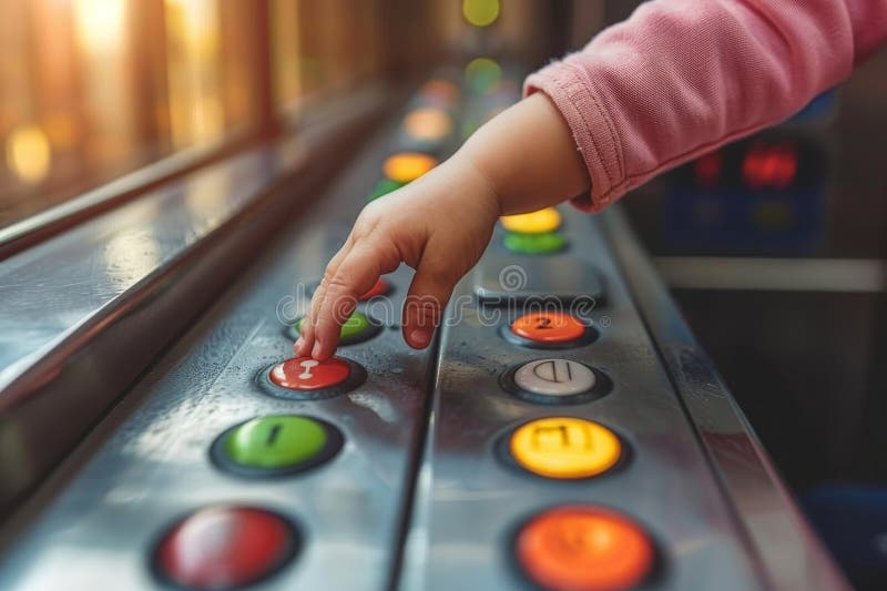 Child S Hand Pressing the Number Two Button in a Modern Apartment ...