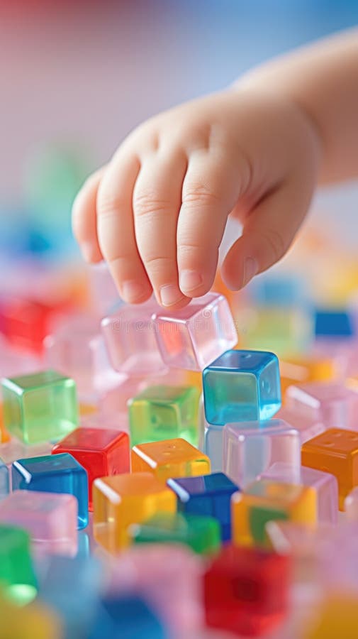 A Child& X27;s Hand Reaching for a Colorful Plastic Toy, AI Stock ...
