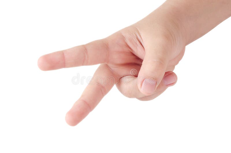 Child S Hand Showing Two Fingers Stock Photo - Image of hand, object ...
