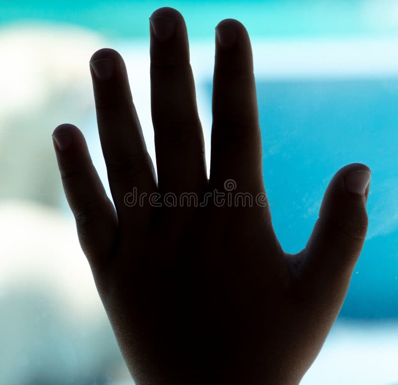 A Child& X27;s Hand on the Window Glass Stock Photo - Image of adorable ...