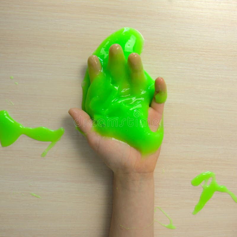 The Child`s Hands are Held by a Slime Stock Image - Image of splash ...
