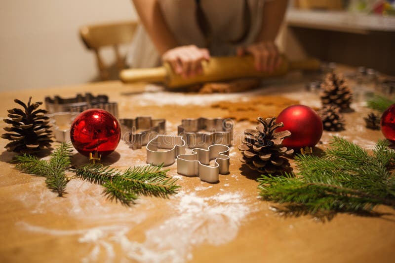 Child`s Hands Making Traditional Christmas Cookies in the Kitchen at ...