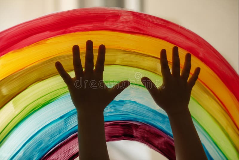 Touch the Rainbow. stock image. Image of overhead, cloud - 137939683