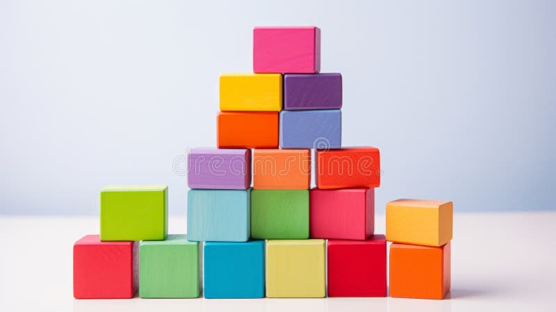 A Child S Rainbow-colored Toy Blocks Stock Illustration - Illustration ...