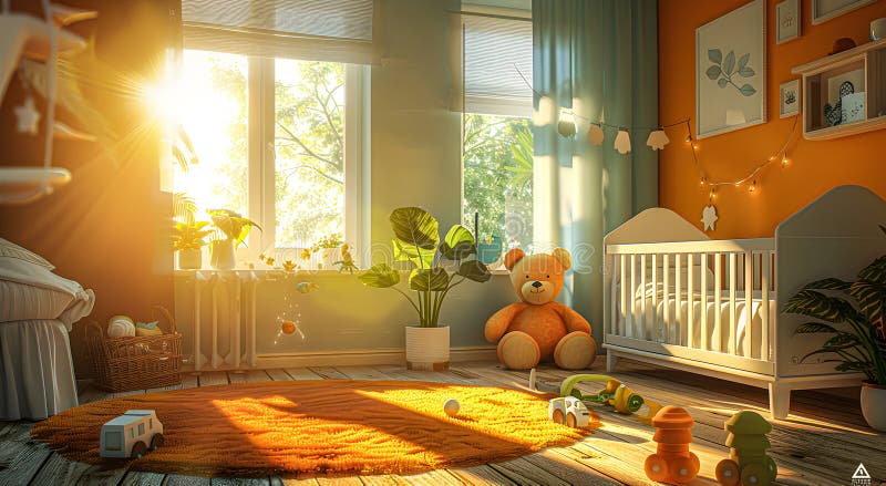 A Child S Room Flooded with Sunlight Stock Photo - Image of decoration ...