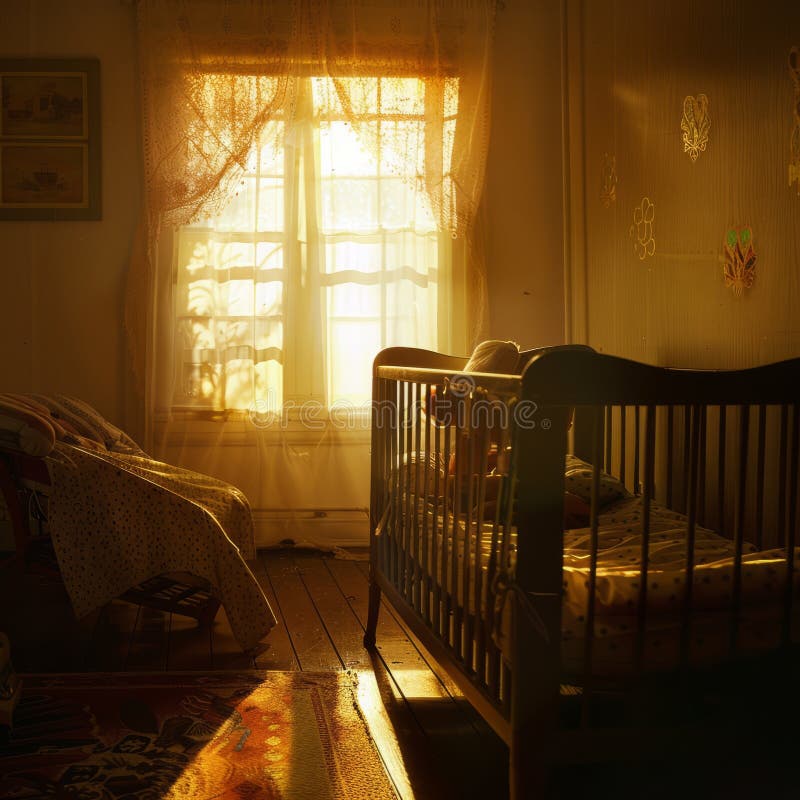 Child S Room in Silhouette with a Gentle, Warm Light. Stock ...