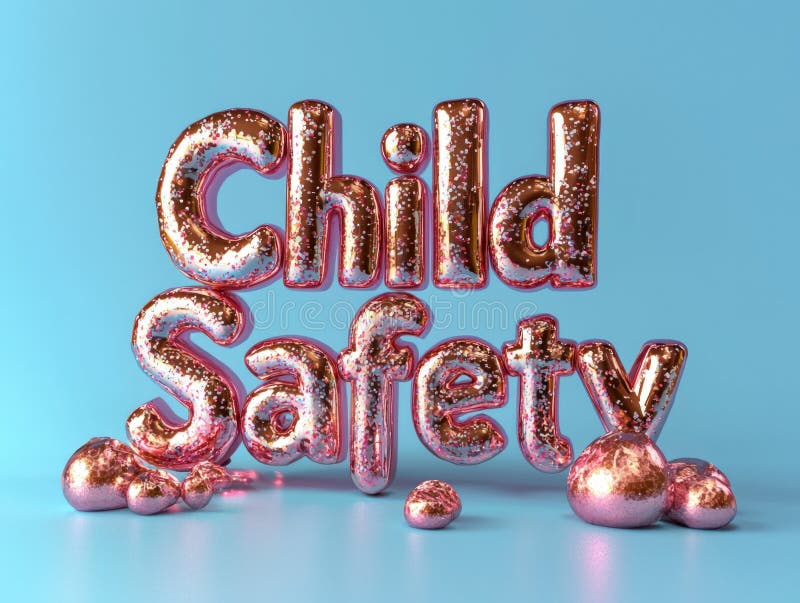 Child Safety 3d text stock illustration. Illustration of design - 374949977