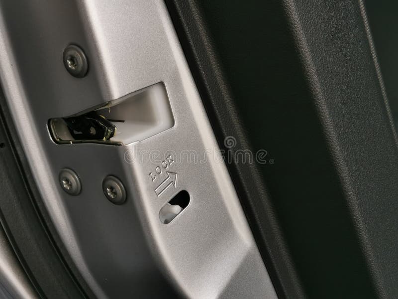 Child Safety Locks Button on Car Rear Door. Stock Image - Image of ...