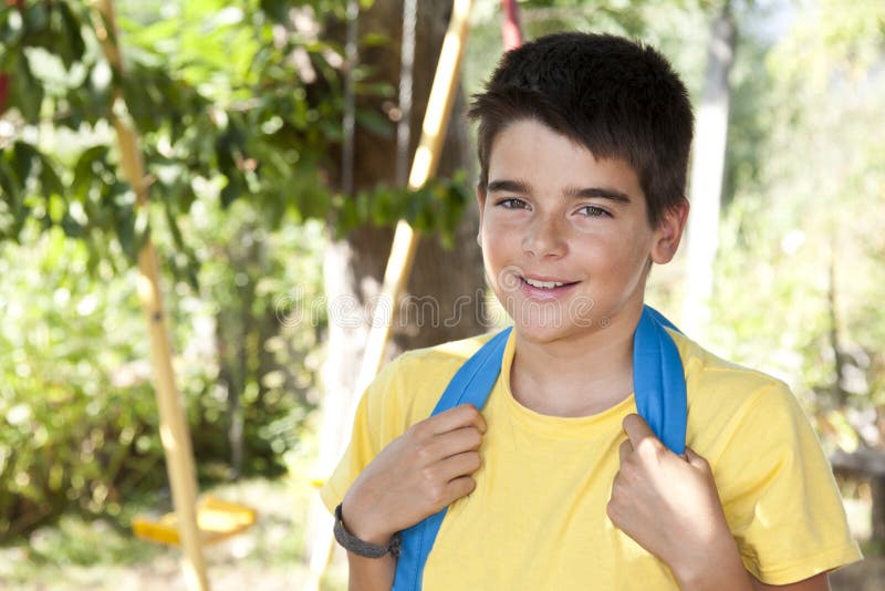 Child with school bag stock photo. Image of back, young - 77569964