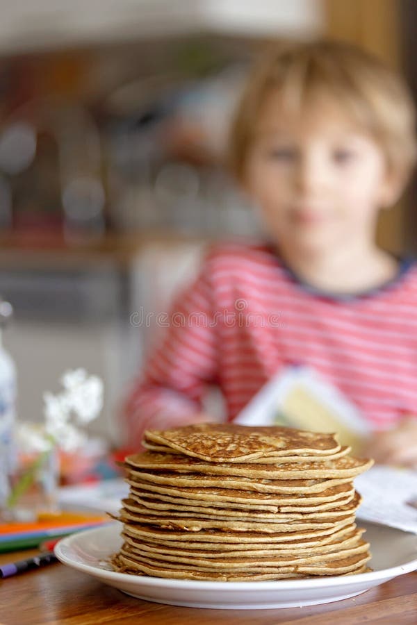 Child, School Boy, Writing Homework at Home after School Stock Image ...