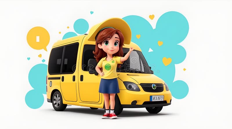 Child with School Bus, 3d Cartoon Character, AI Generative Stock ...