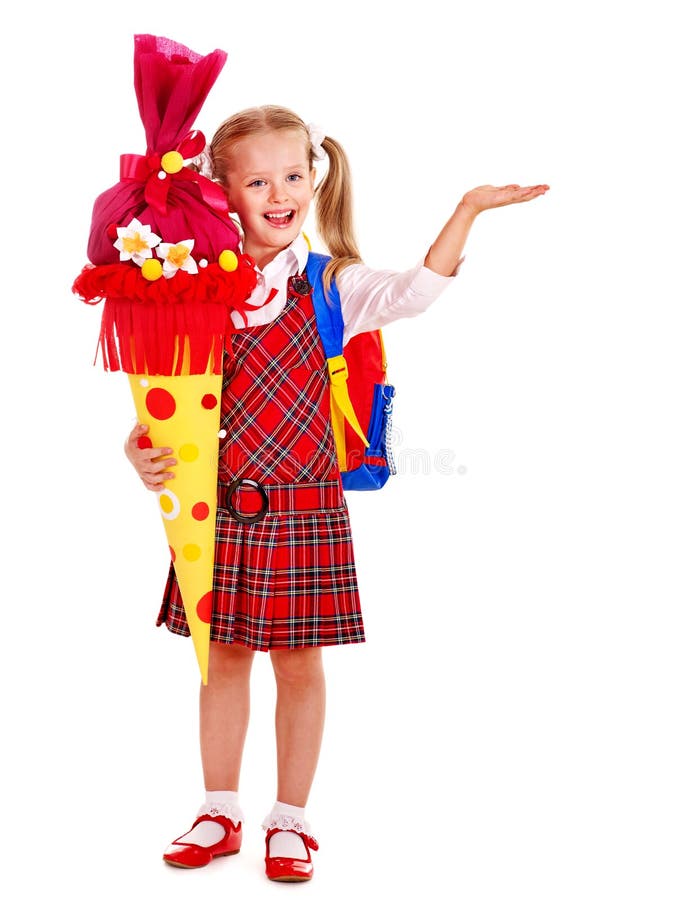 Child with school cone. stock photo. Image of girl, elementary - 32199740