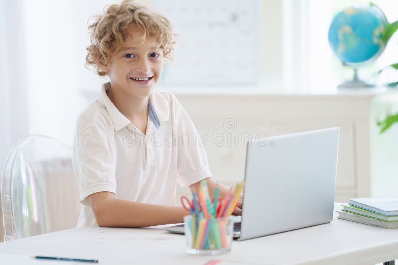 Child in School. Student in Class. Boy at Homework Stock Photo - Image ...