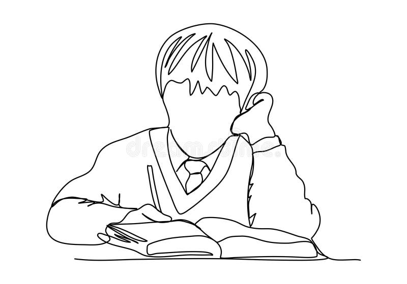 Child in School Uniform. One Line Drawing Vector Illustration Stock ...