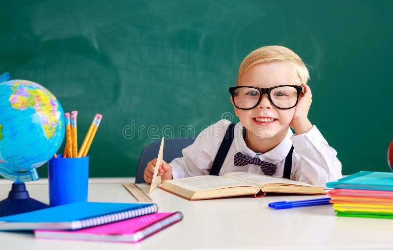 Child Schoolboy Boy Student about School Blackboard Stock Photo - Image ...