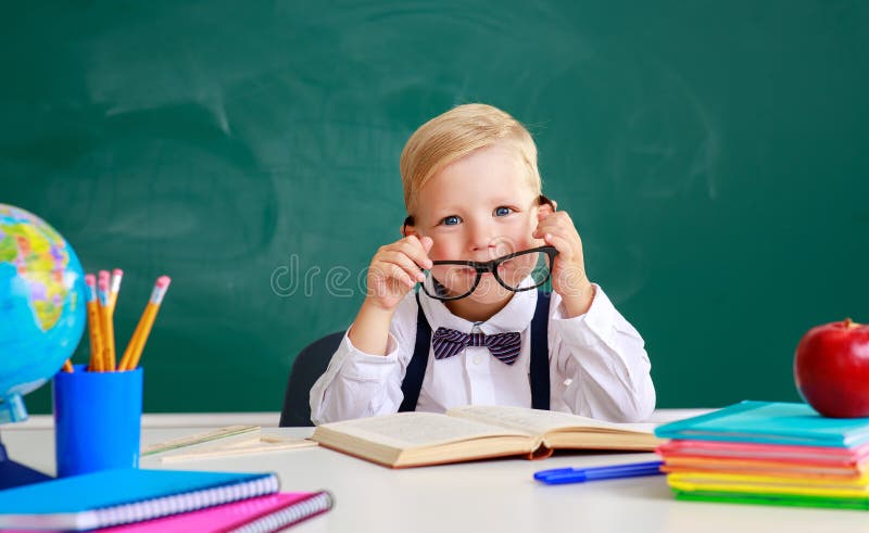 Child Schoolboy Boy Student about School Blackboard Stock Image - Image ...