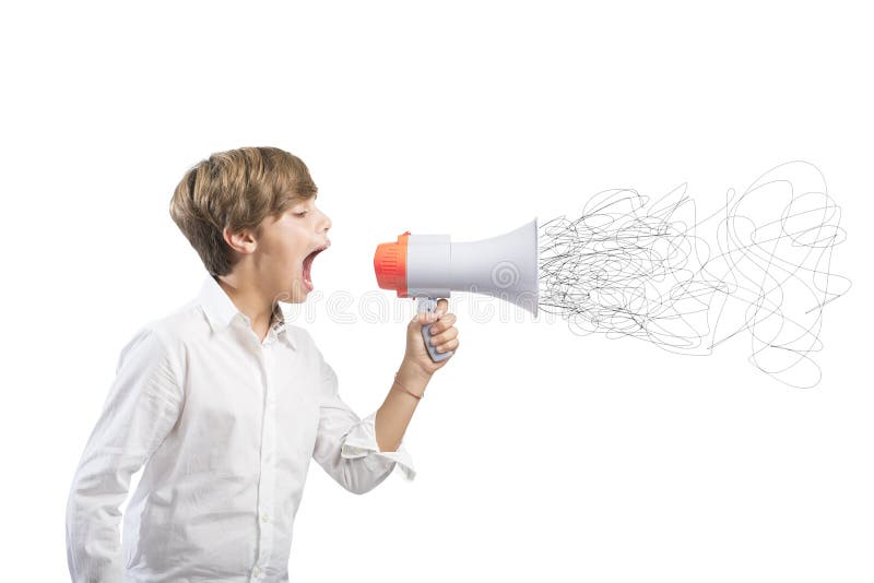 Child Screaming on the Megaphone Stock Photo - Image of loud, noise ...
