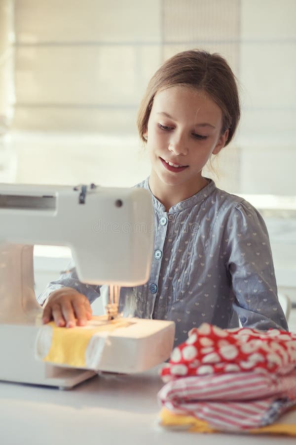 Child sewing stock image. Image of interior, craft, indoor - 60025983