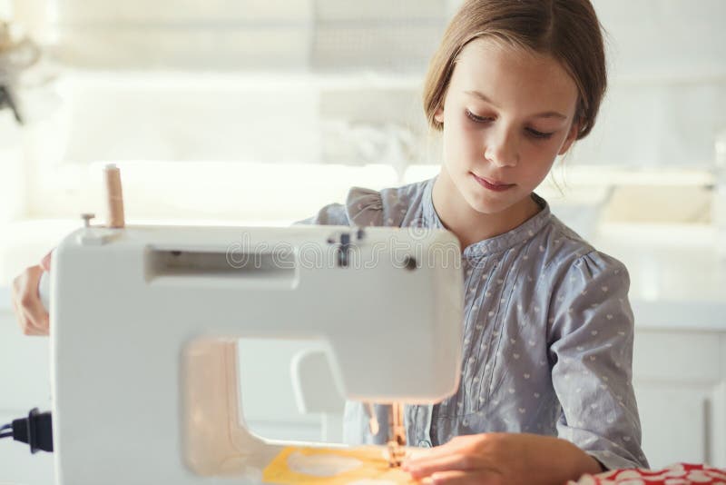 Child sewing stock image. Image of hands, room, embroidery - 60026119