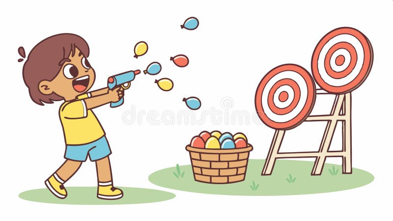 Child Shooting Water Gun Targets, Target Shooting, Water Play Game ...