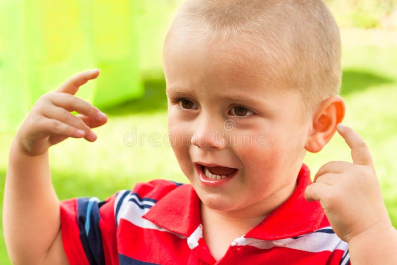 Child Shouting and Gesturing Stock Photo - Image of noisy, outdoor ...