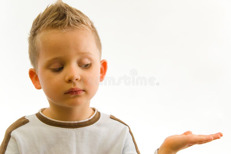 Child Showing Something on Hand Stock Photo - Image of demonstrating ...