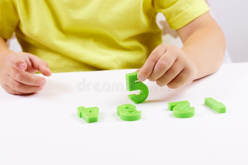 The Child Shows the Number 5. Early Development, Playing with Numbers ...