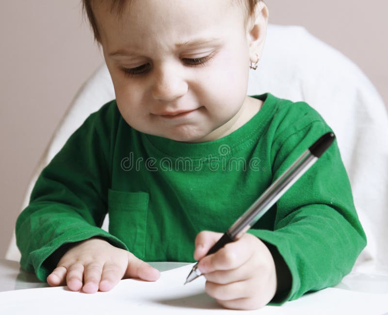 Child Signs a Contract Humorous Picture Stock Image - Image of people ...