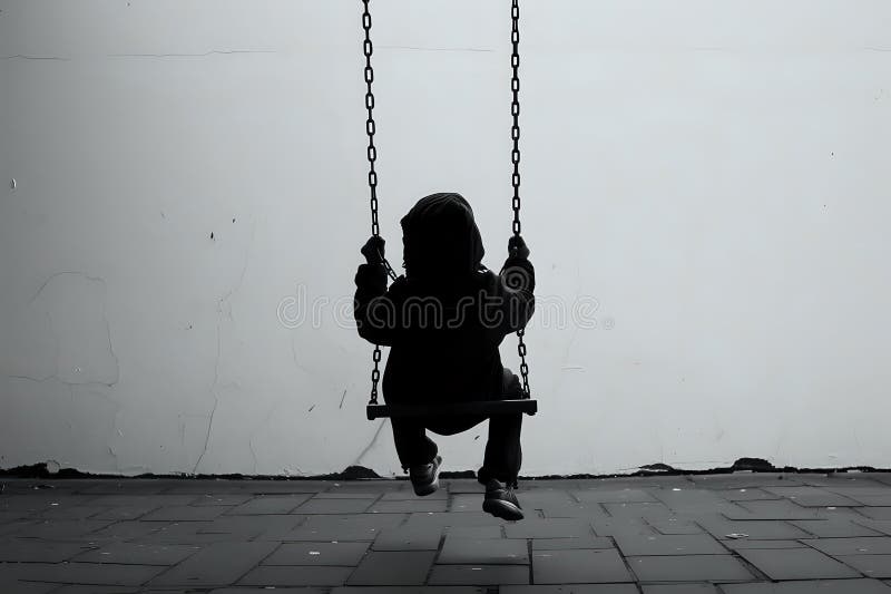 Child Sits Motionless on Swing, Contemplating Solitude and Childhood S ...