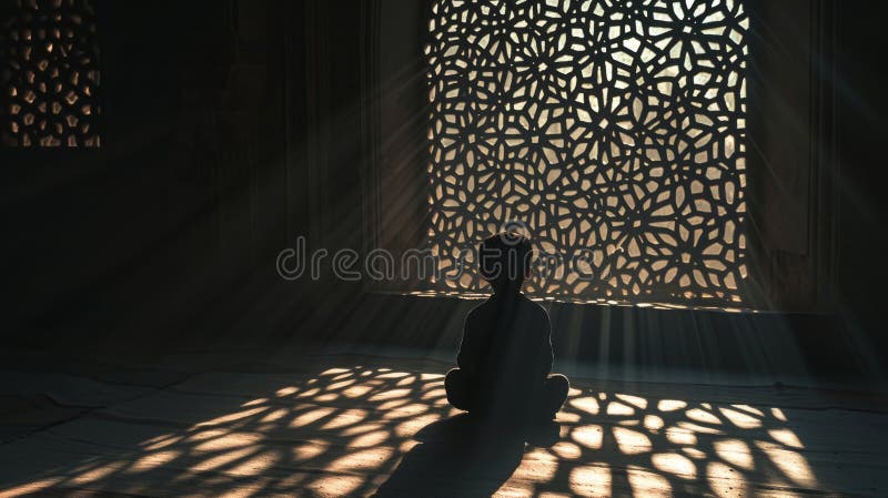 Child Sitting in Ornate Room with Patterned Light Shadows Stock Image ...