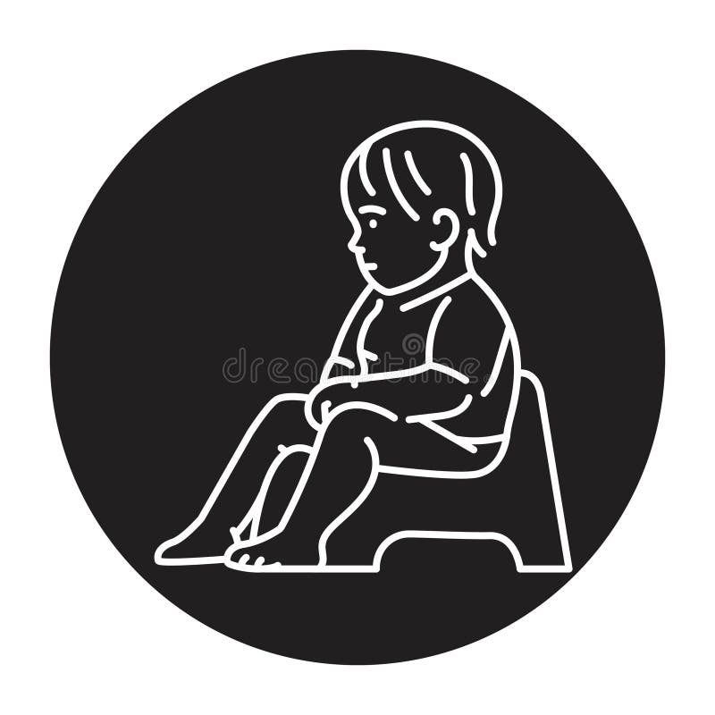 The Child is Sitting on the Potty Line Icon Stock Vector - Illustration ...